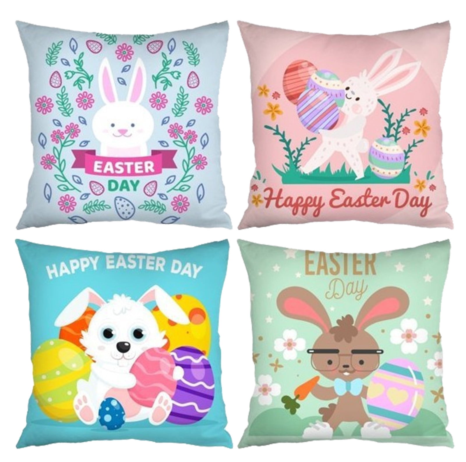 Easter Pillow Covers Decorations Cases for Home Holiday Set of 4 Easter ...