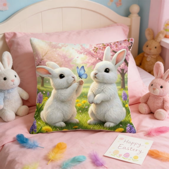 Easter Pillowcase Short Plush Cover for Sofa Bedroom Living Room Decor ...