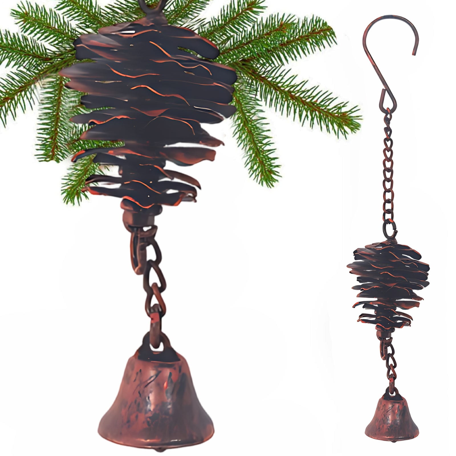 Easter Pine Cone Bells, Metal Wind Chimes for Outside, Pine Cones ...