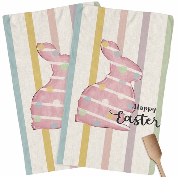 Easter Pink Bunny Kitchen Towel Happy Easter Quick Dry Absorbent Dish ...