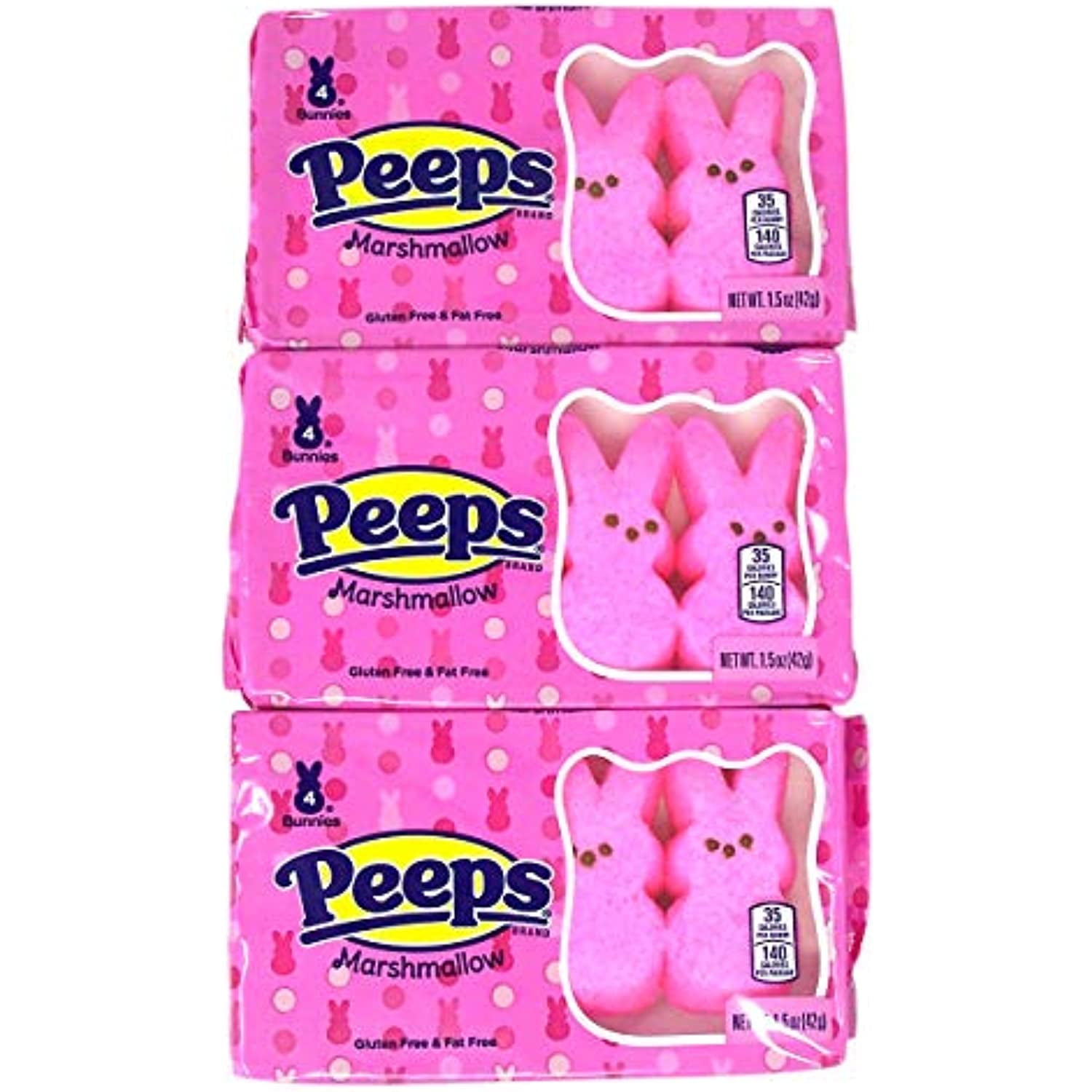 Peeps Easter Pink Bunny Marshmallow Candy, Pack of 3, 1.5 Ounces per ...