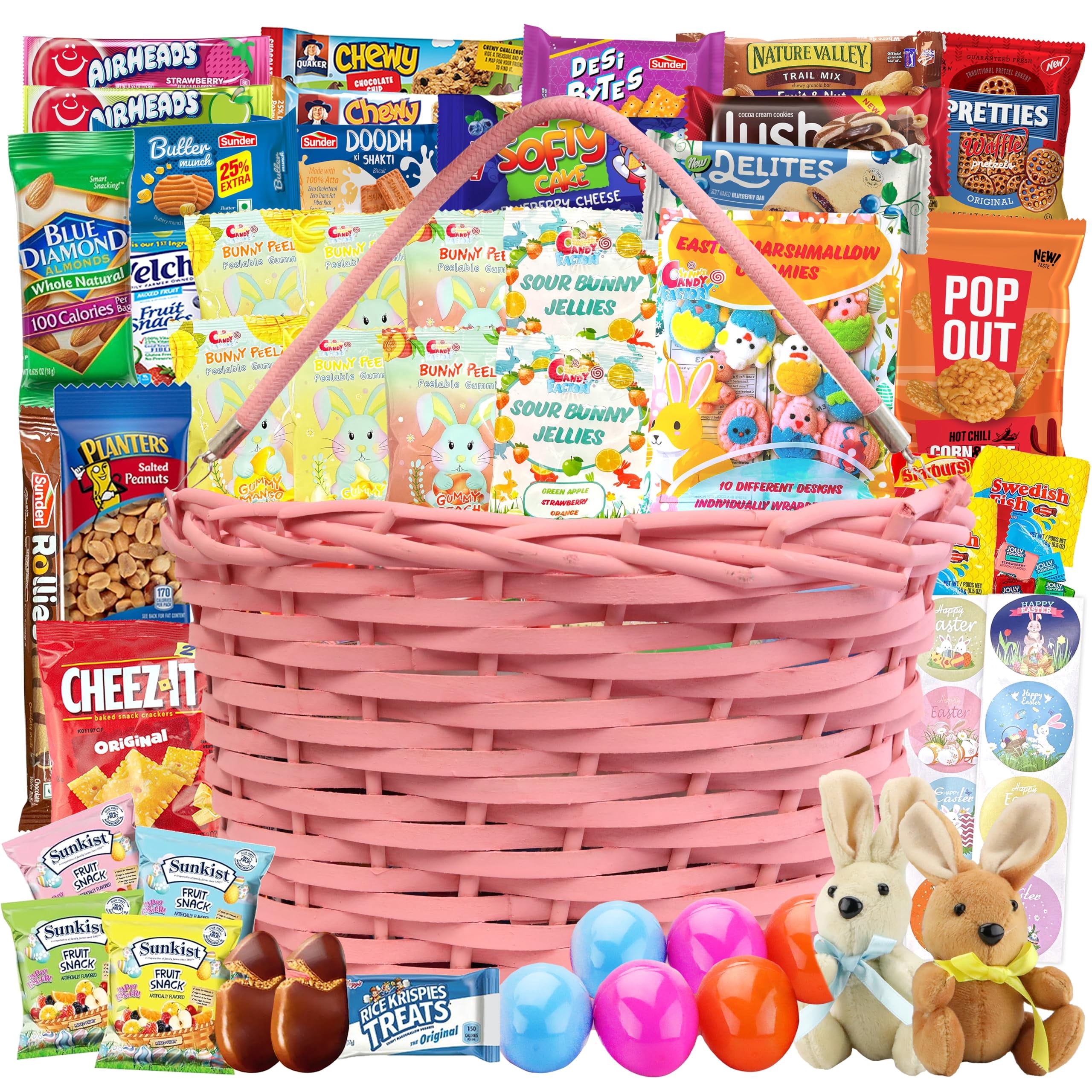 Easter Pink Oval Willow SSF20 Basket (70 ct) Filled with Treats, Snacks ...