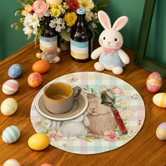 Easter Placemat Round Holiday Dining - Polyester Table Mat for Party ...