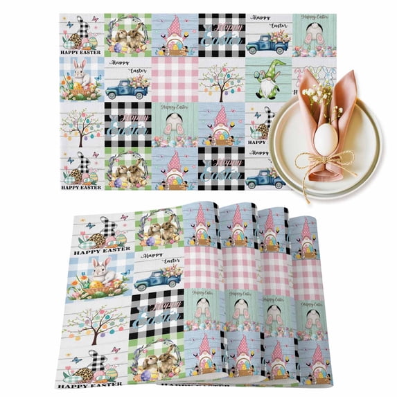 Easter Placemats Set of 1, Rabbits Eggs Dwarf Truck Tree Butterfly ...