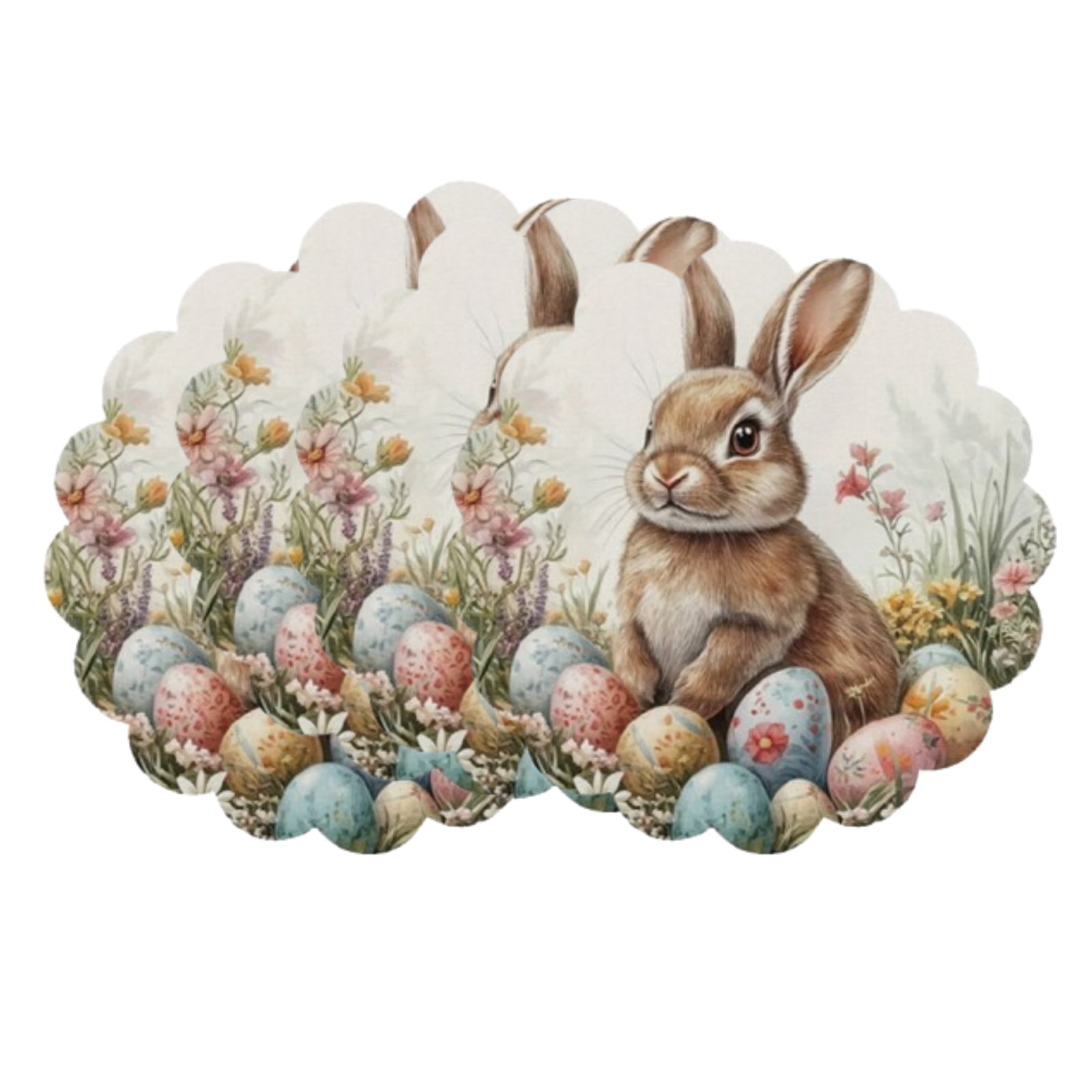 Easter Placemats Set of 4 Easter Decoration 14'' Linen Bunny Rabbits ...