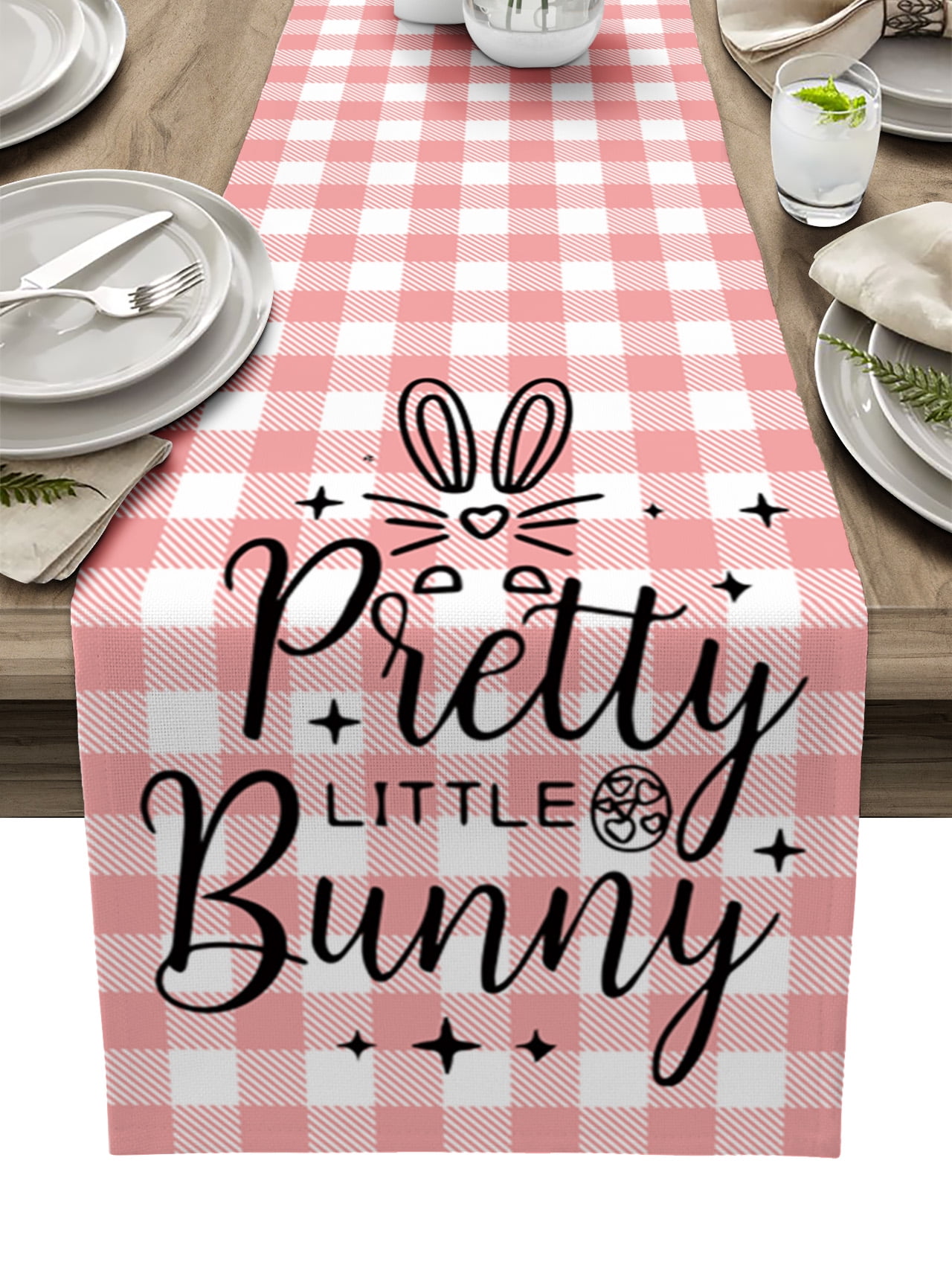 Easter Plaid Background Text Table Runner Wedding r Table Cover Modern ...