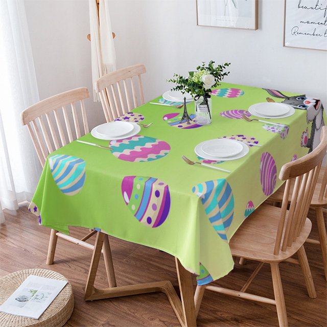Easter Plaid Bunny Eggs Tablecloth Hotel Picnic Table Rectangular Table Covers Home Dining Tea ...