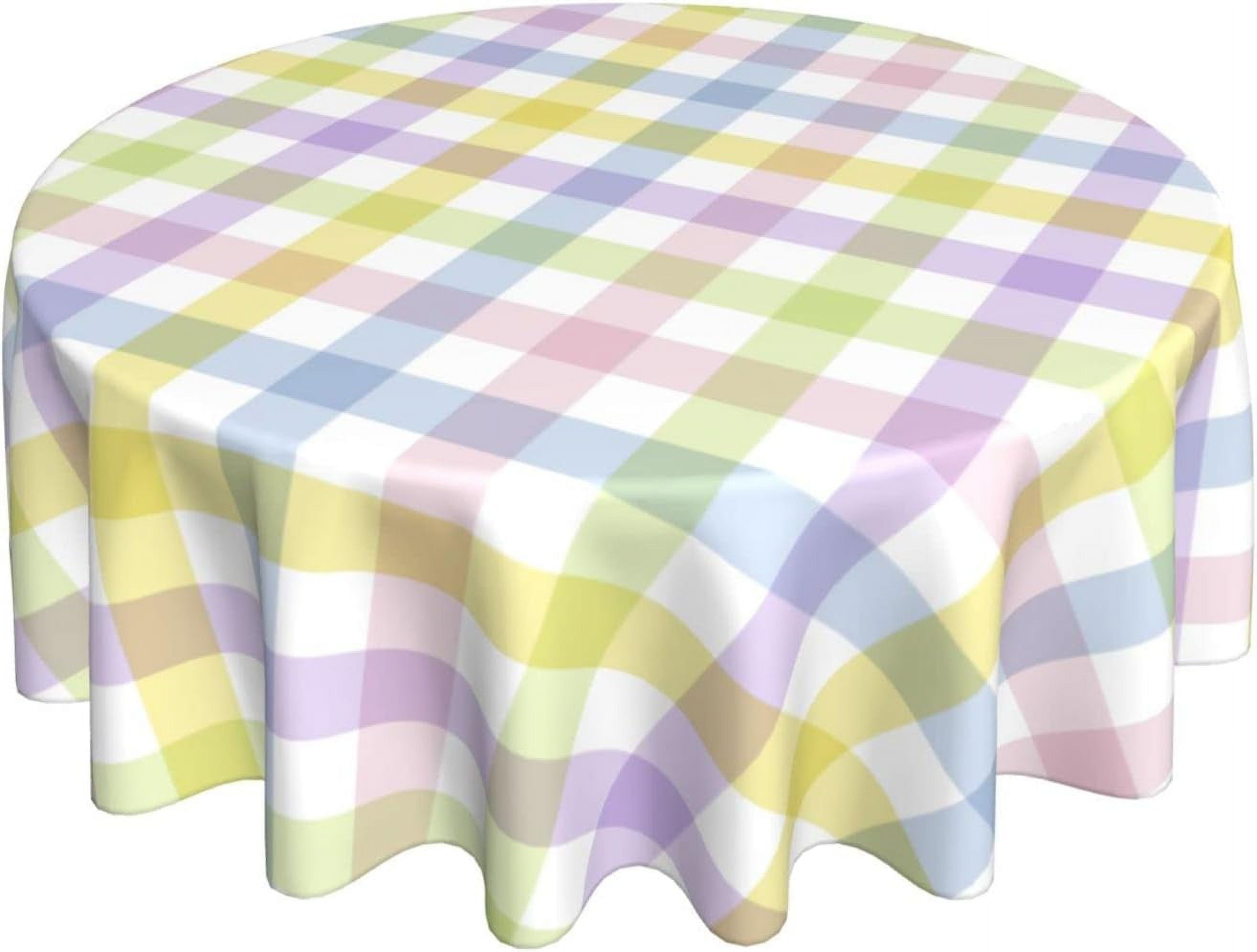 Easter Plaid Round Tablecloth 60 Inch,Spring Coloring Checkered Table ...