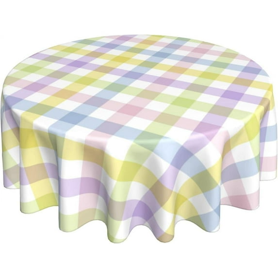 Easter Plaid Round Tablecloth 70 Inch,Spring Coloring Checkered Table ...