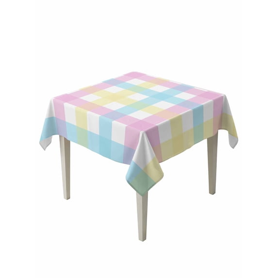 Easter Plaid Suqare Tablecloth - 60 x 60 Inch, Spring Buffalo Plaid ...