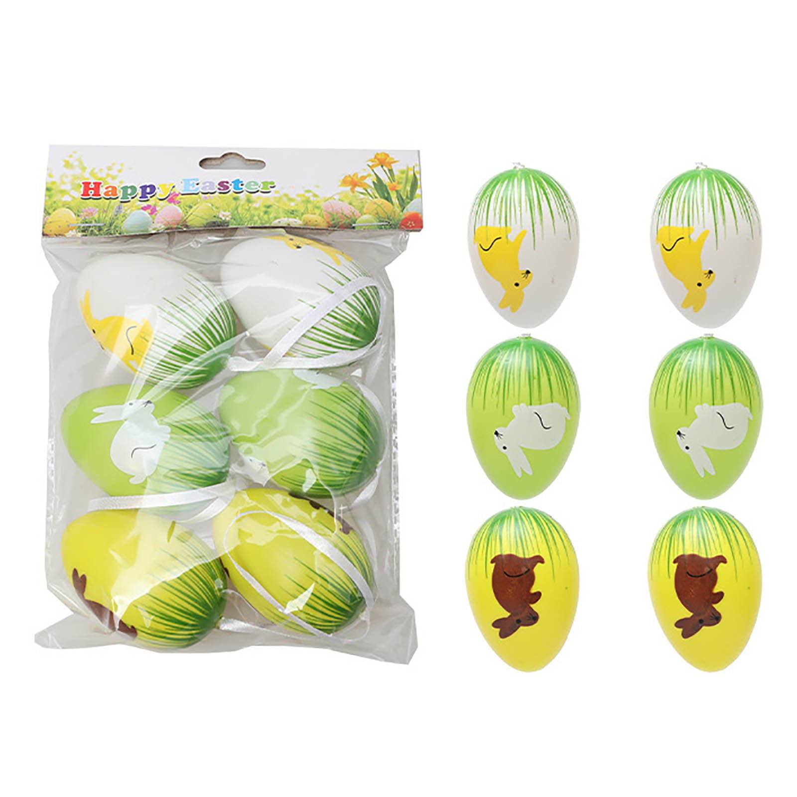 Easter Plastic EggsDecorative Colored Ornaments (Set of 6). Durable ...