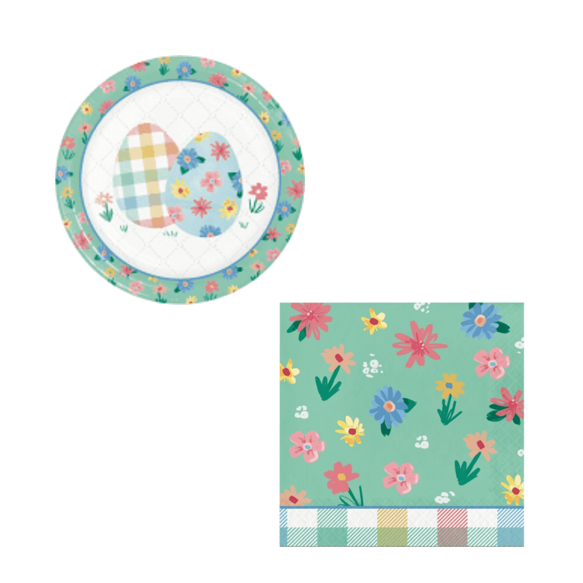 Easter Plates and Napkins Serves 8 Easter Eggs Floral Cottage Designs ...