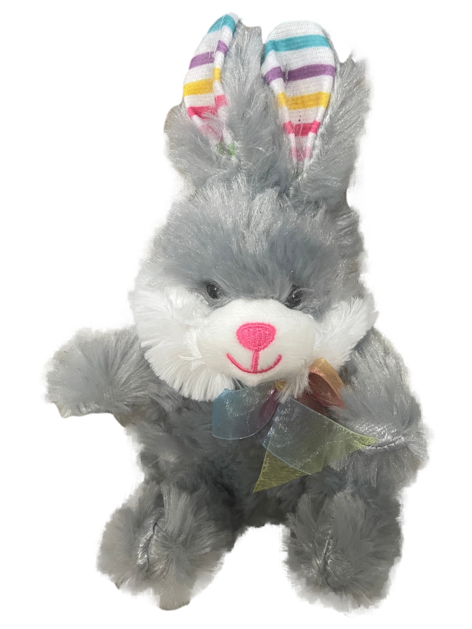 Easter Plush Small Gray Bunny Rabbit 7" Stuffed Animal Pal with Rainbow ...