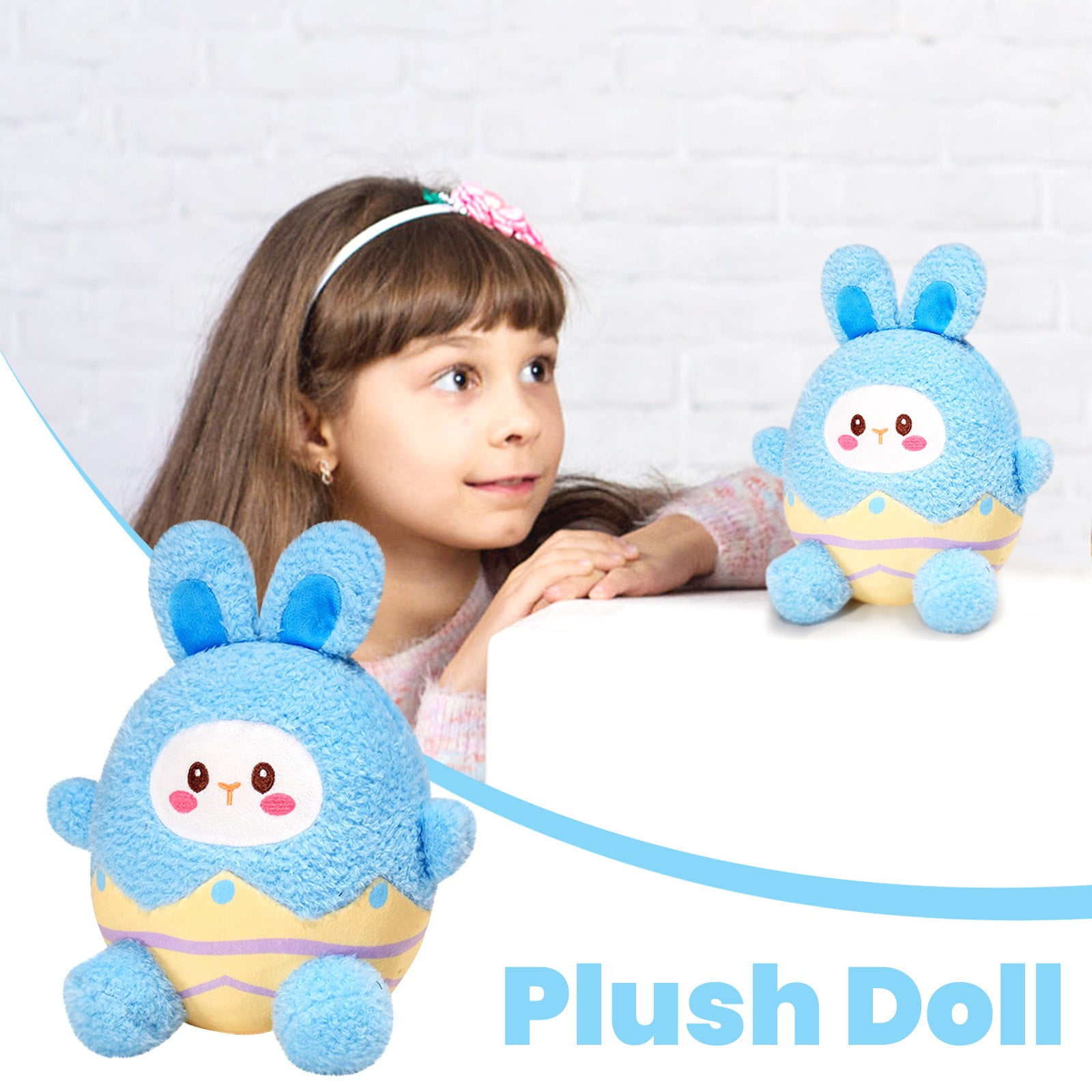 Easter Plush Toy Stuffed Doll With Bunny Ears & Egg-Shaped Body Design ...