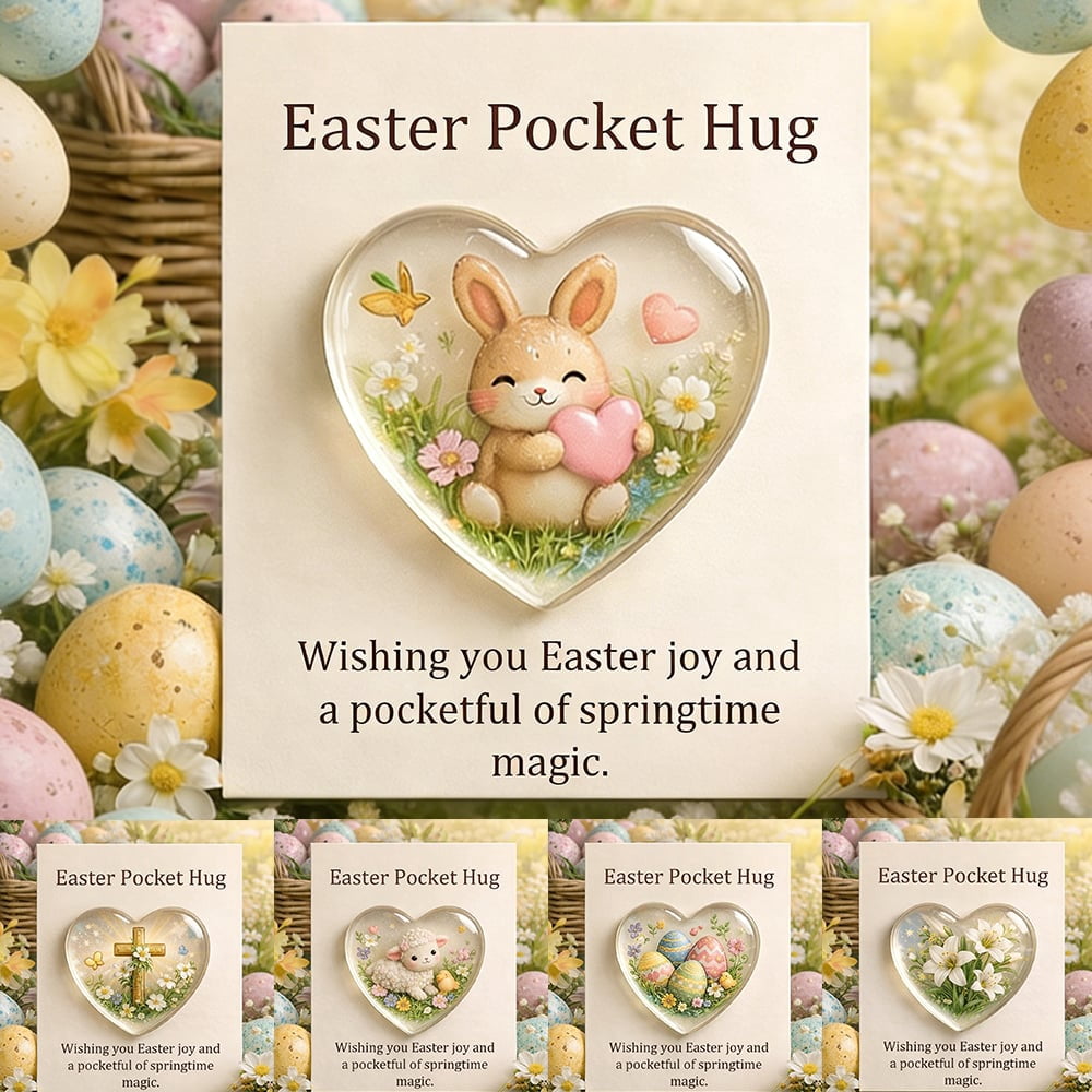 Easter Pocket Hug Heart Ornament Greeting Card - Mini Spring Holiday ...