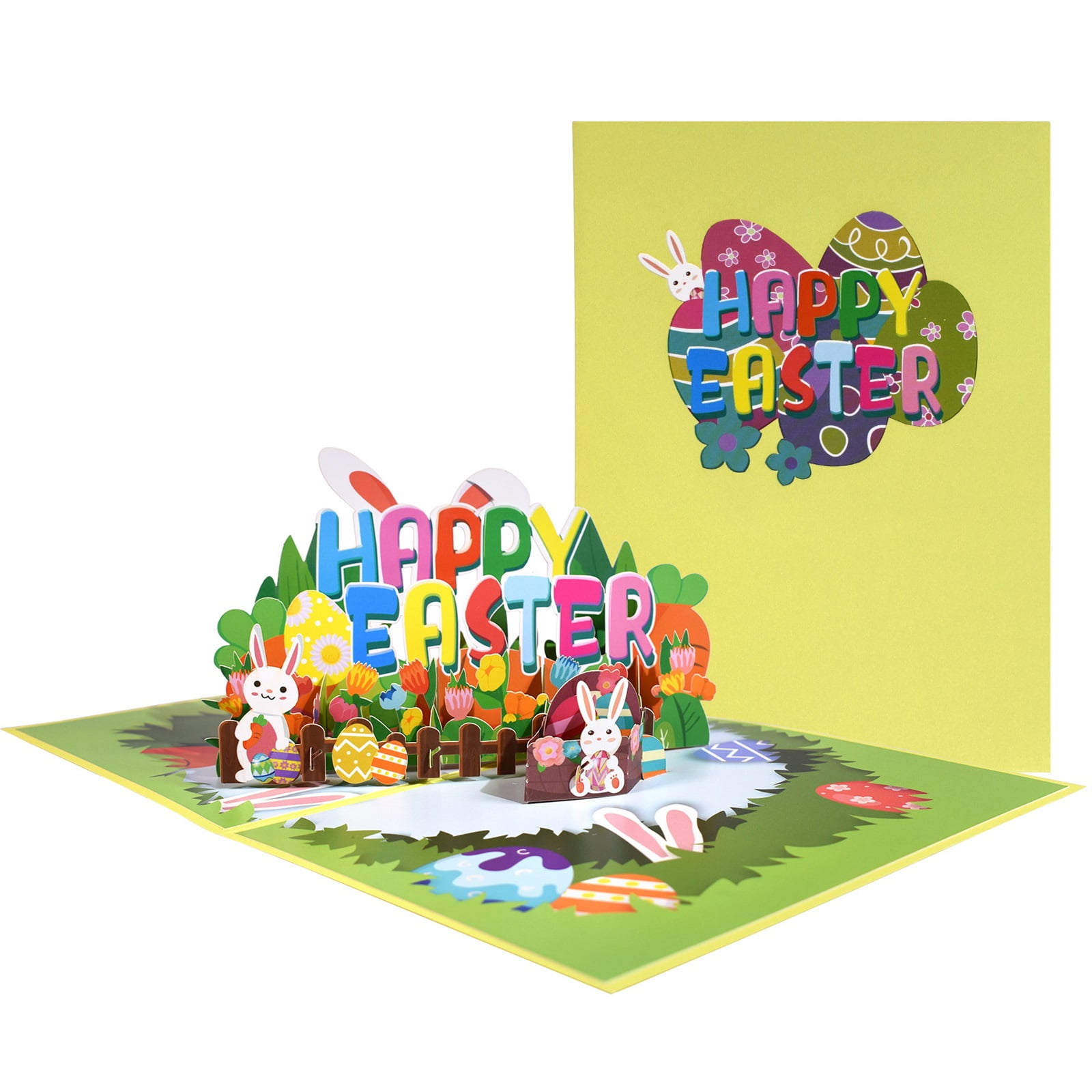 Easter Pop Up Greeting Card with Bunny and Egg Print 3D Paper Craft ...