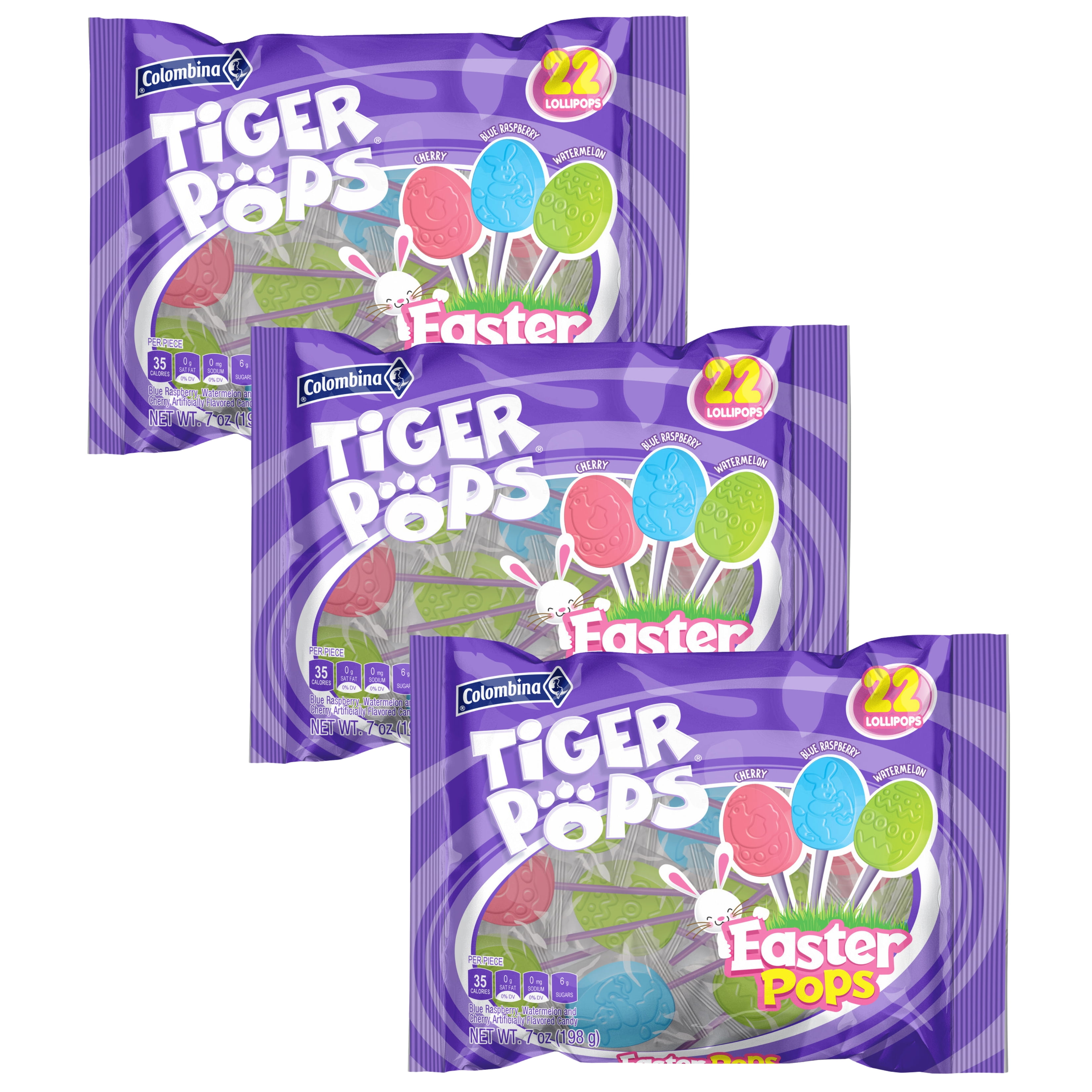 Easter Pops Tiger Egg Shaped Lollipops Cherry Blue Raspberry Watermelon ...
