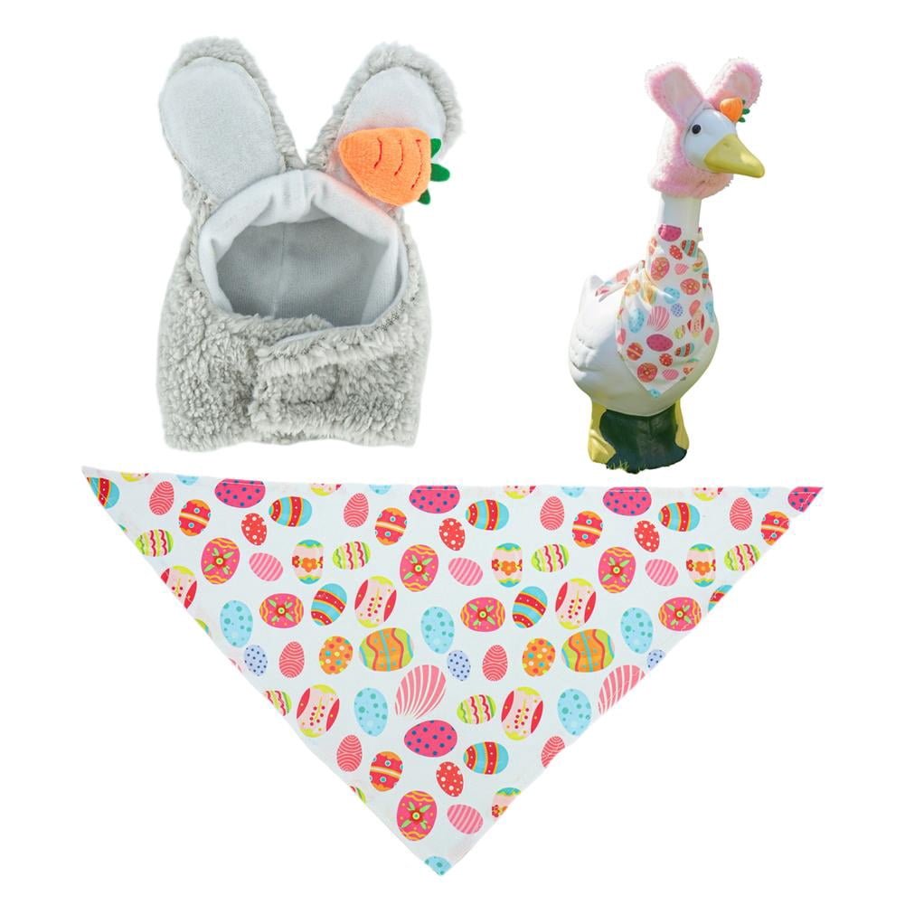 Easter Porch Duck Outfit Set – Bunny Hat & Scarf Spring Yard Decoration ...