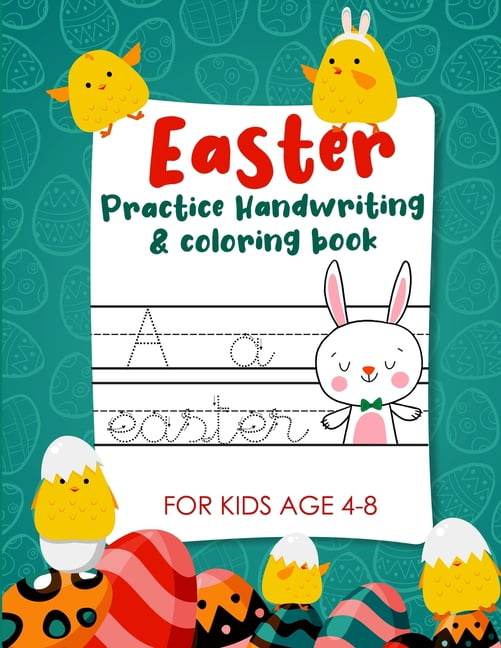 Easter Practice Handwriting & Coloring book for kids age 4-8: Easter ...