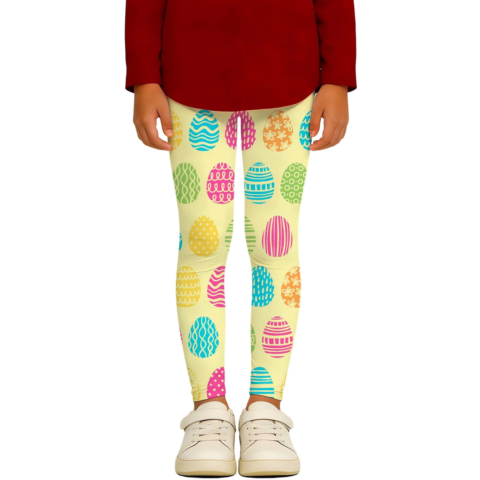 Easter Print Girls Athletic Casual Leggings Stretchy Tights With ...