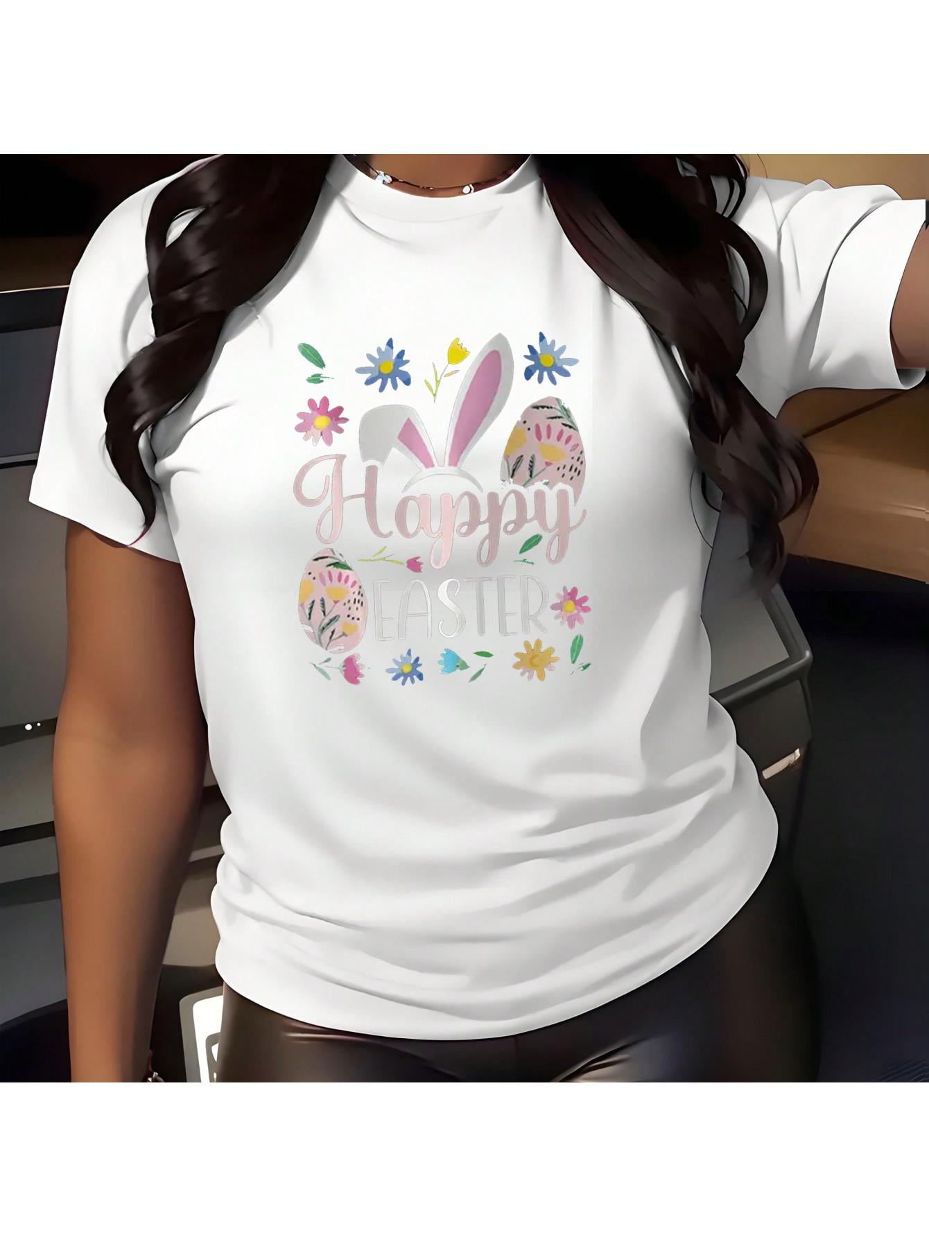 Easter Print T-Shirt For Men And Women Round Neck Cotton Short Sleeve ...
