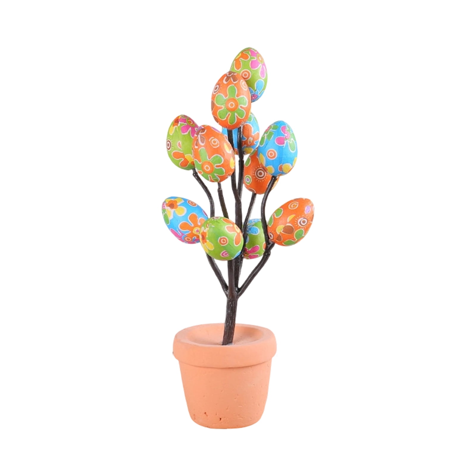 Easter Printed Egg Tree Decorations 10.23 Inches Artificial Potted ...