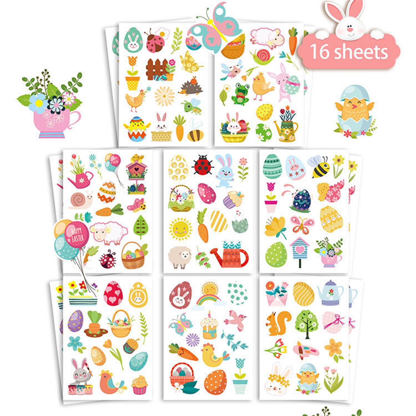 Easter Puffy Stickers for Kids, 16 Sheets Easter Cute Puffy Stickers ...