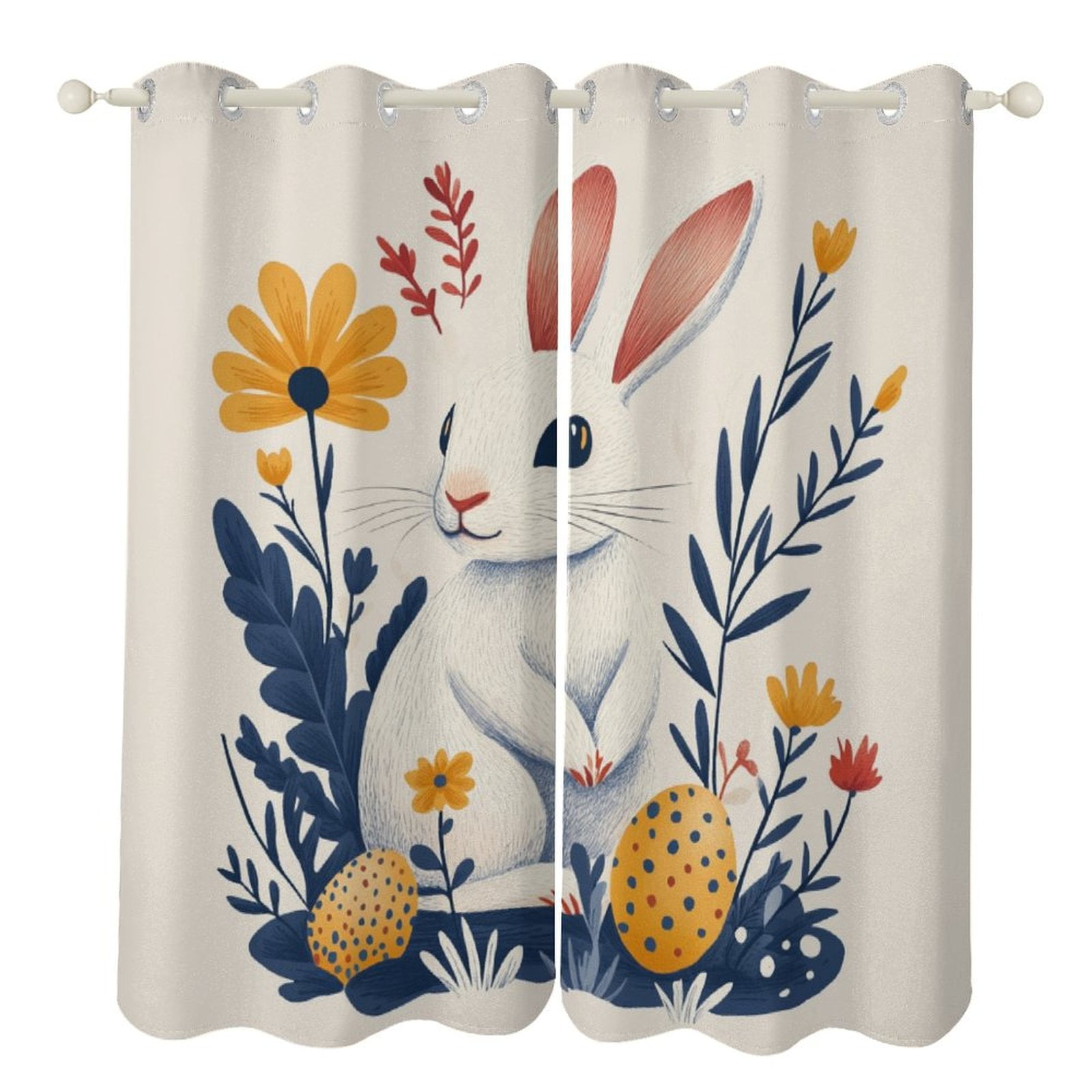 Easter Rabbit 2 Panels Curtains for Bedroom Living Room Drapes Kitchen ...