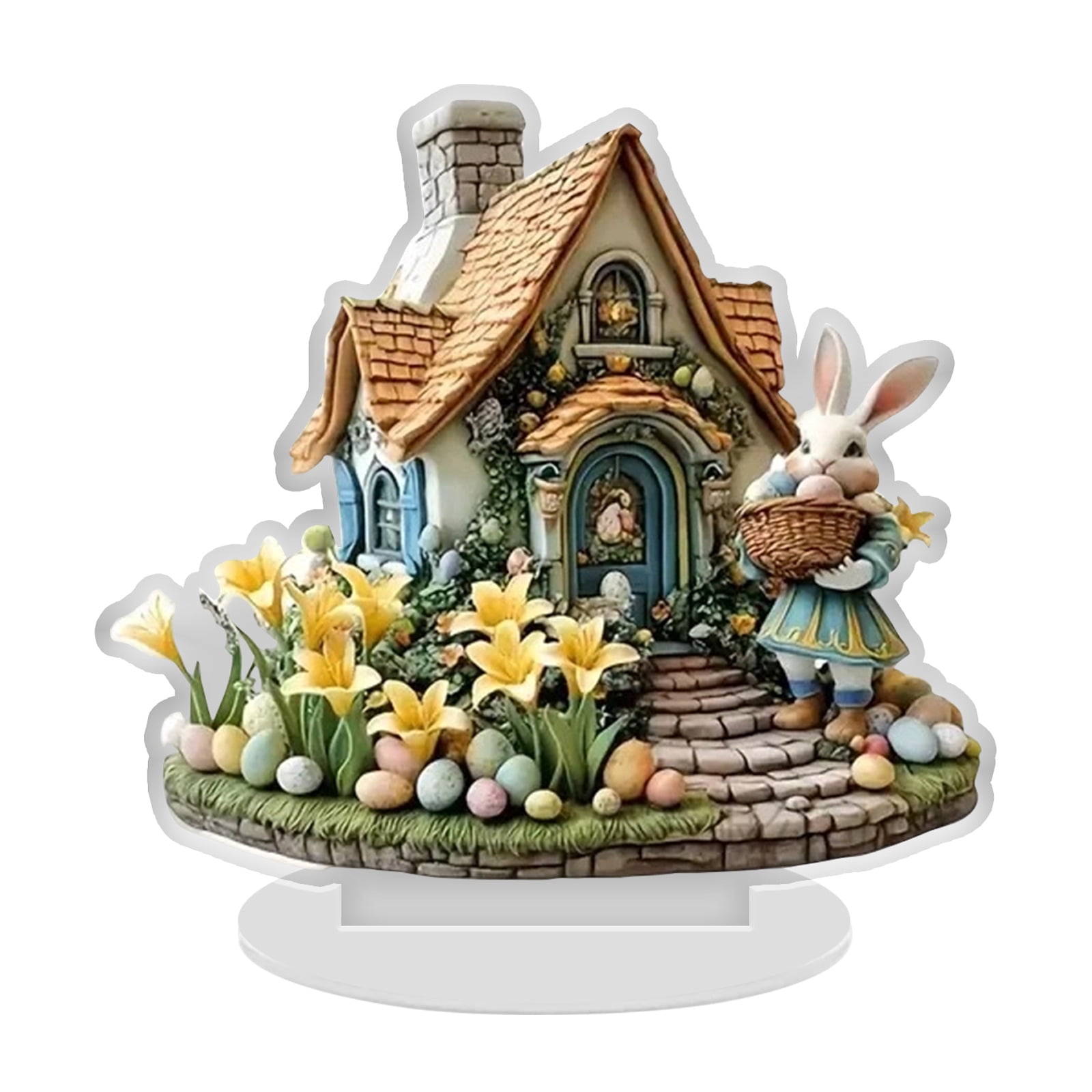 Easter Rabbit Acrylic Desk Decoration 2D Resin Figurine Home Office ...