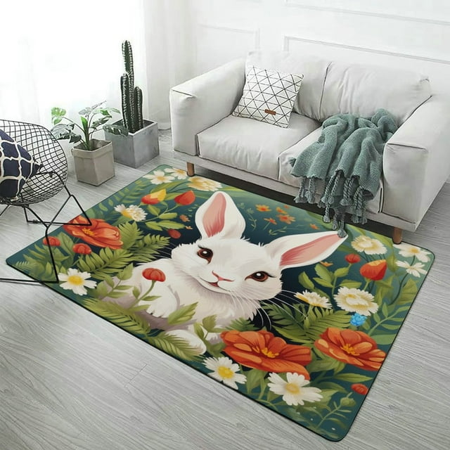 Easter Rabbit Area Rugs Carpet Suitable for Living Room Kitchen Bedroom ...