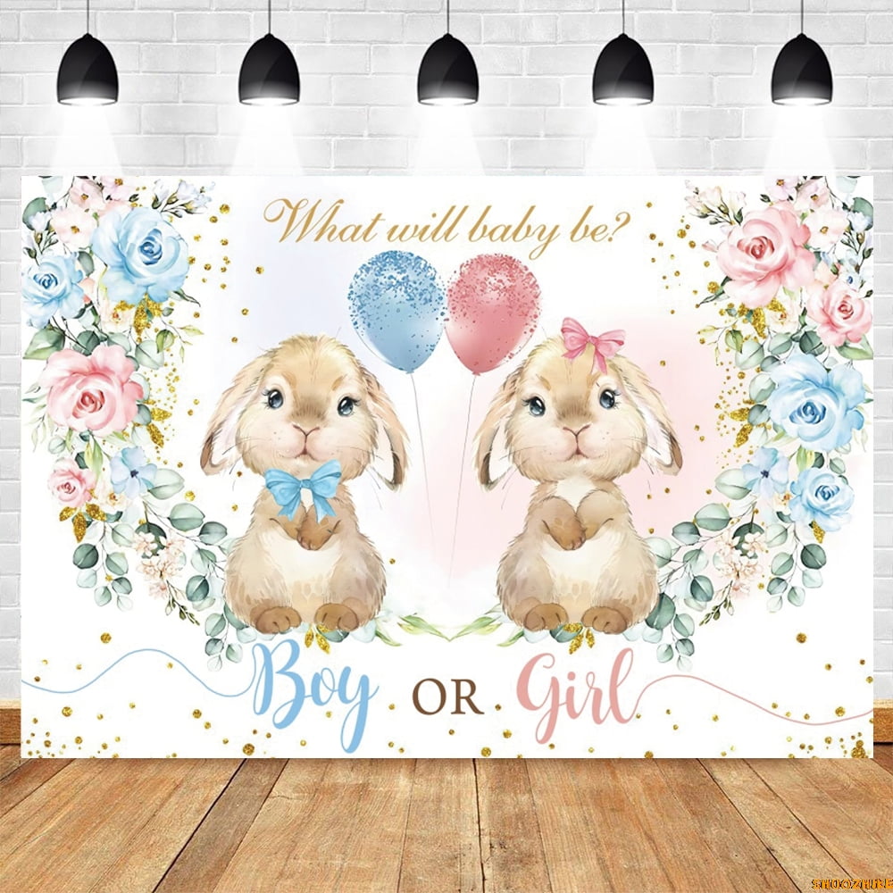 Easter Rabbit Backdrop Pink Floral Bunny Flower Balloon Girl Boy Baby Shower Birthday Party ...