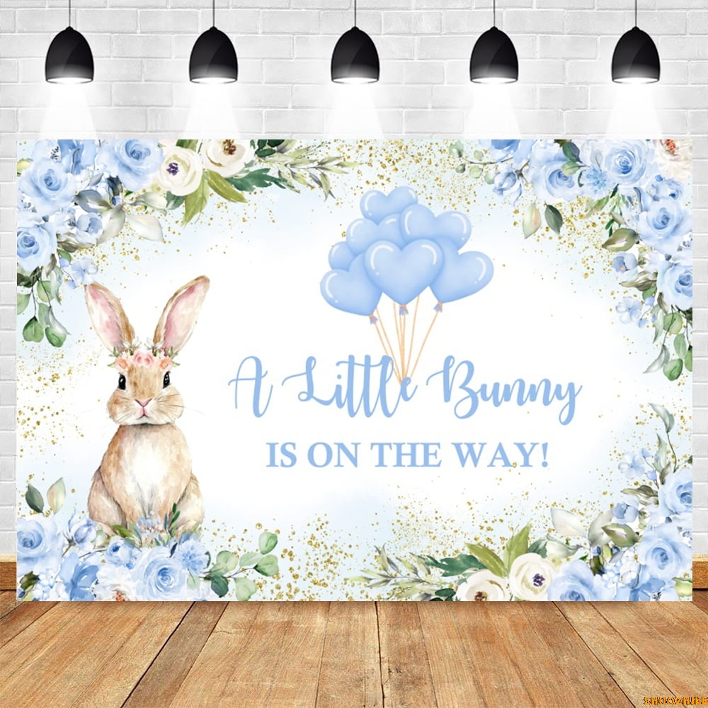 Easter Rabbit Backdrop Pink Floral Bunny Flower Balloon Girl Boy Baby Shower Birthday Party ...