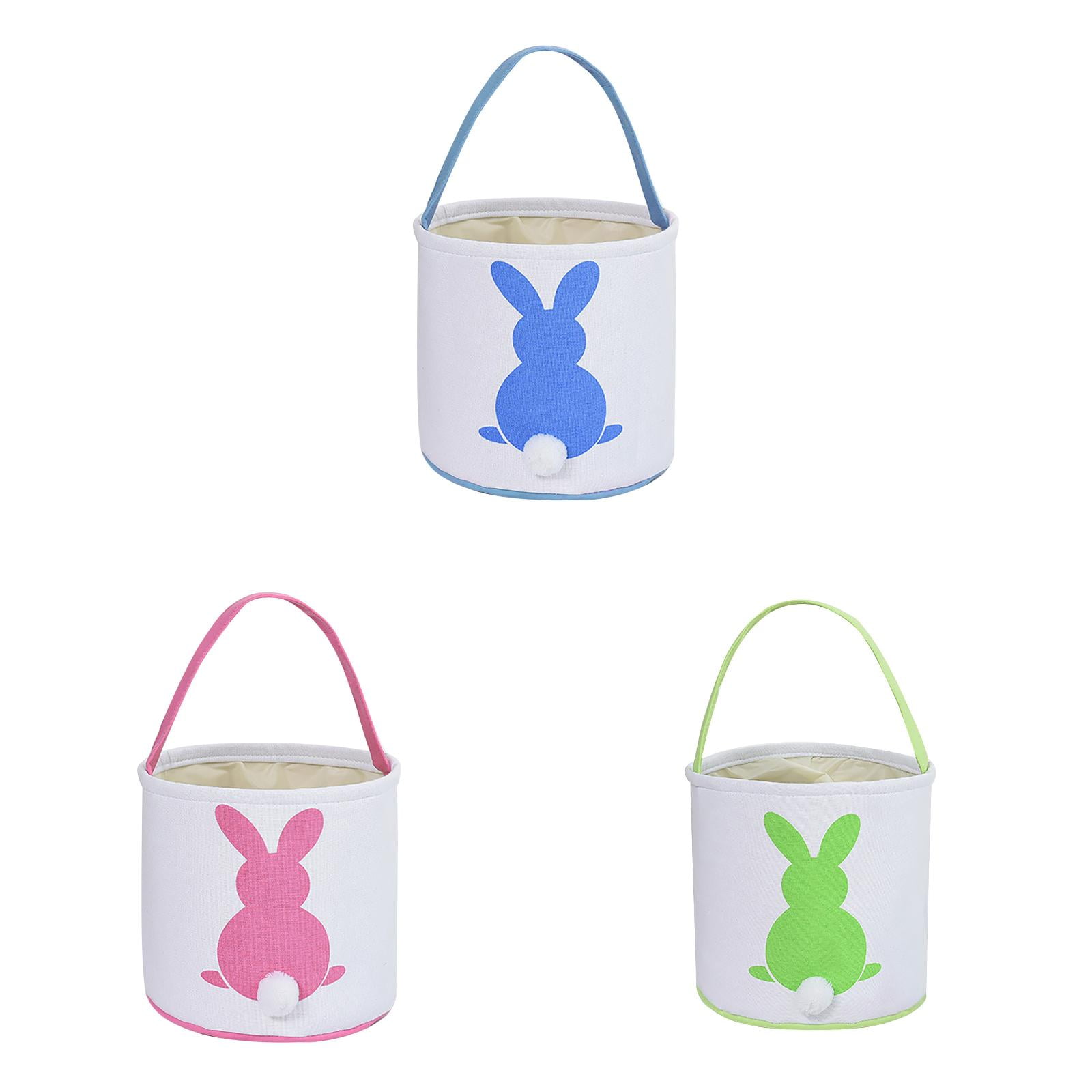 Easter Rabbit Basket Canvas Bag Bunny Holiday Animal Basket Carry Candy ...