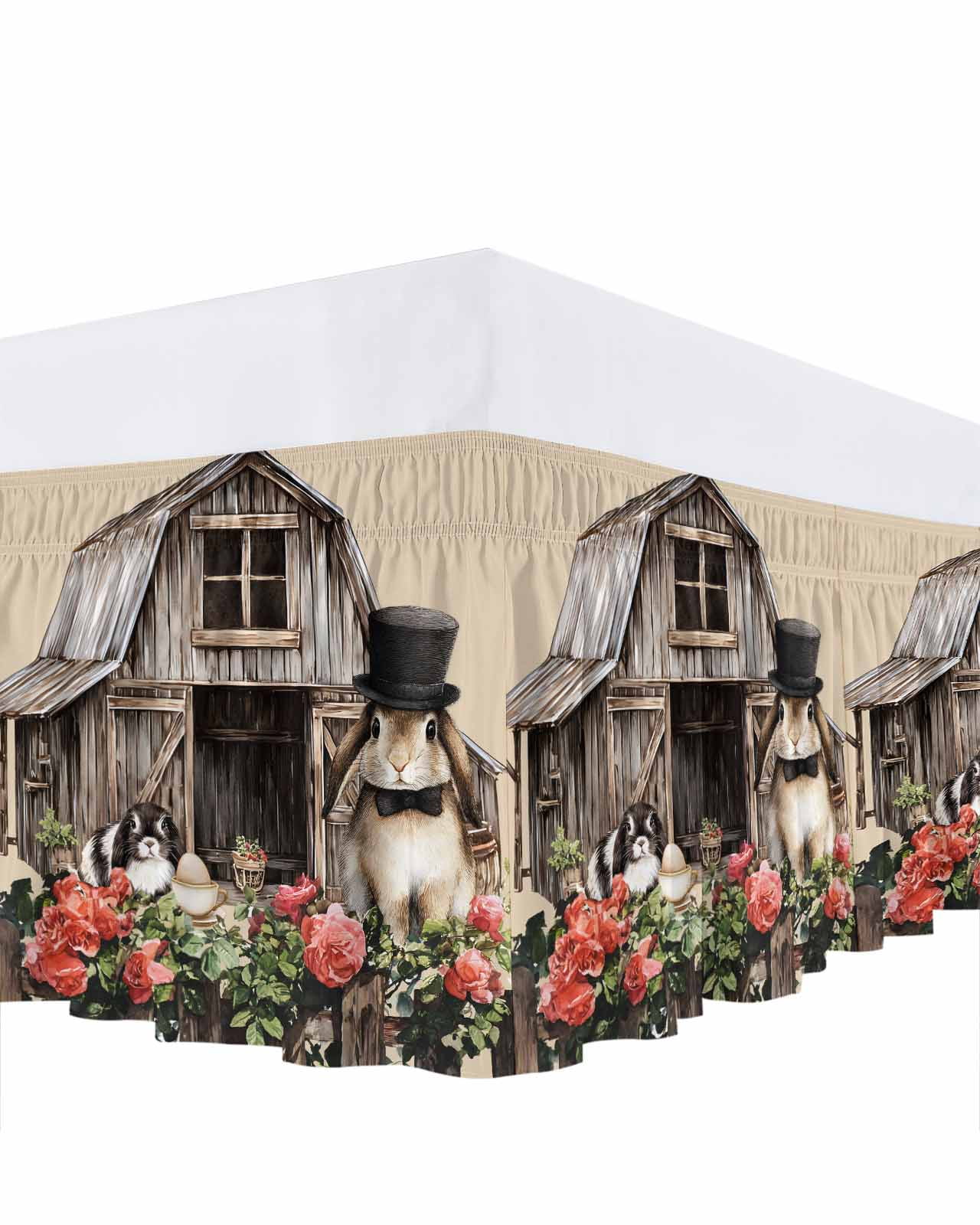 Easter Rabbit Bed Skirt California King Size 18 Inch Drop, Farmhouse ...