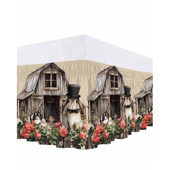 Easter Rabbit Bed Skirt California King Size 18 Inch Drop, Farmhouse ...