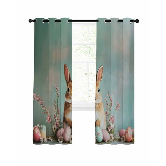Easter Rabbit Blackout Curtains for Bedroom Living Room, Spring Bunny ...