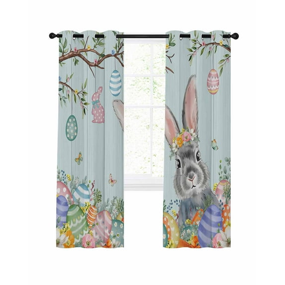 Easter Rabbit Blackout Curtains for Bedroom Living Room, Spring Floral ...