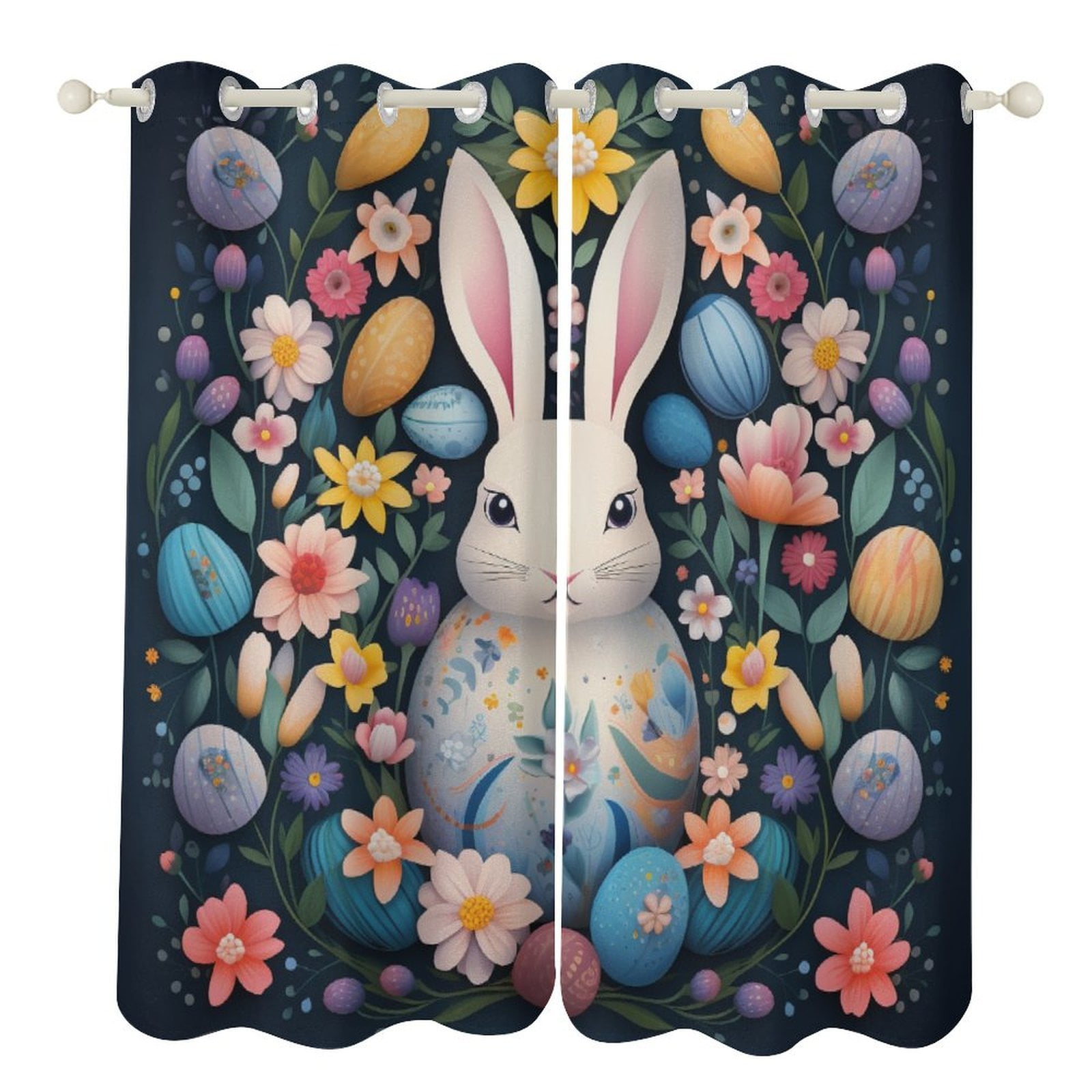 Easter Rabbit Blackout Window Curtains for Bedroom Living Room Kicthen ...