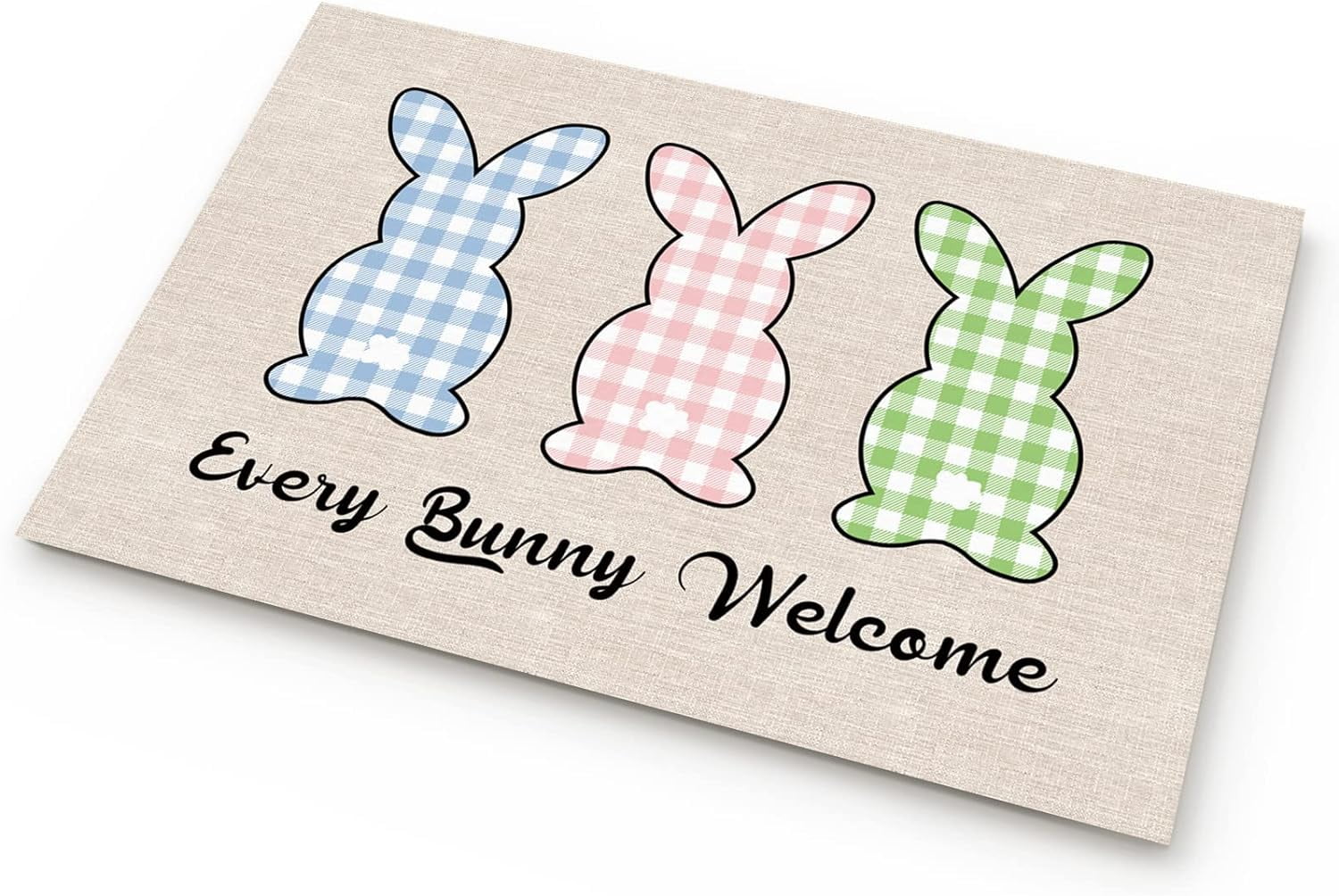 Easter Rabbit Blue Pink Green Buffalo Plaid Indoor Doormat Non-Slip ...