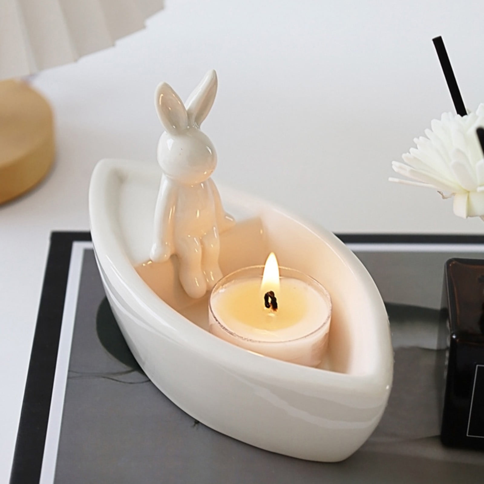 Easter Rabbit Candle Holder, Easter Decorations Tea Light Candle ...