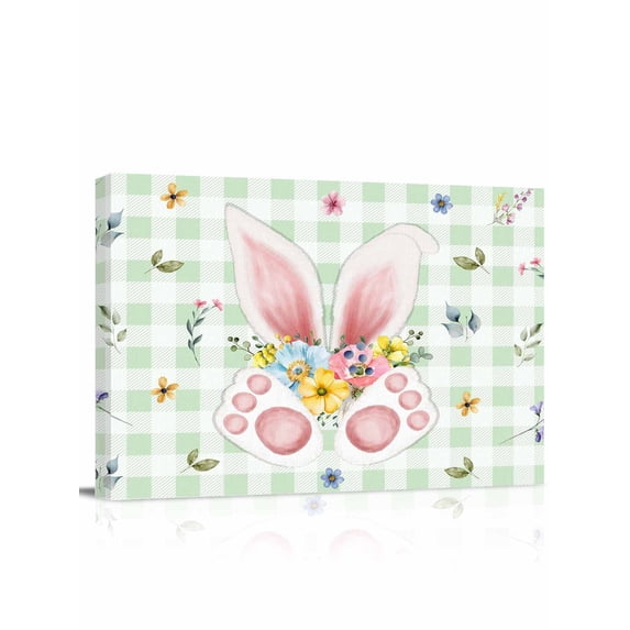 Easter Rabbit Canvas Print Wall Art Spring Bunny Ears Foot Colored ...