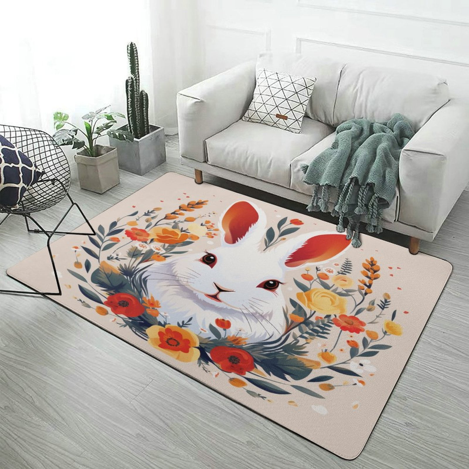 Easter Rabbit Carpet Rug for Home Living Room Bedroom Sofa Doormat ...
