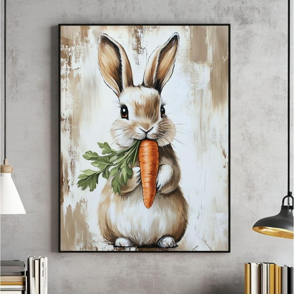Easter Rabbit Carrot Wall Art, Spring Bunny Cottagecore, Easter Decor ...