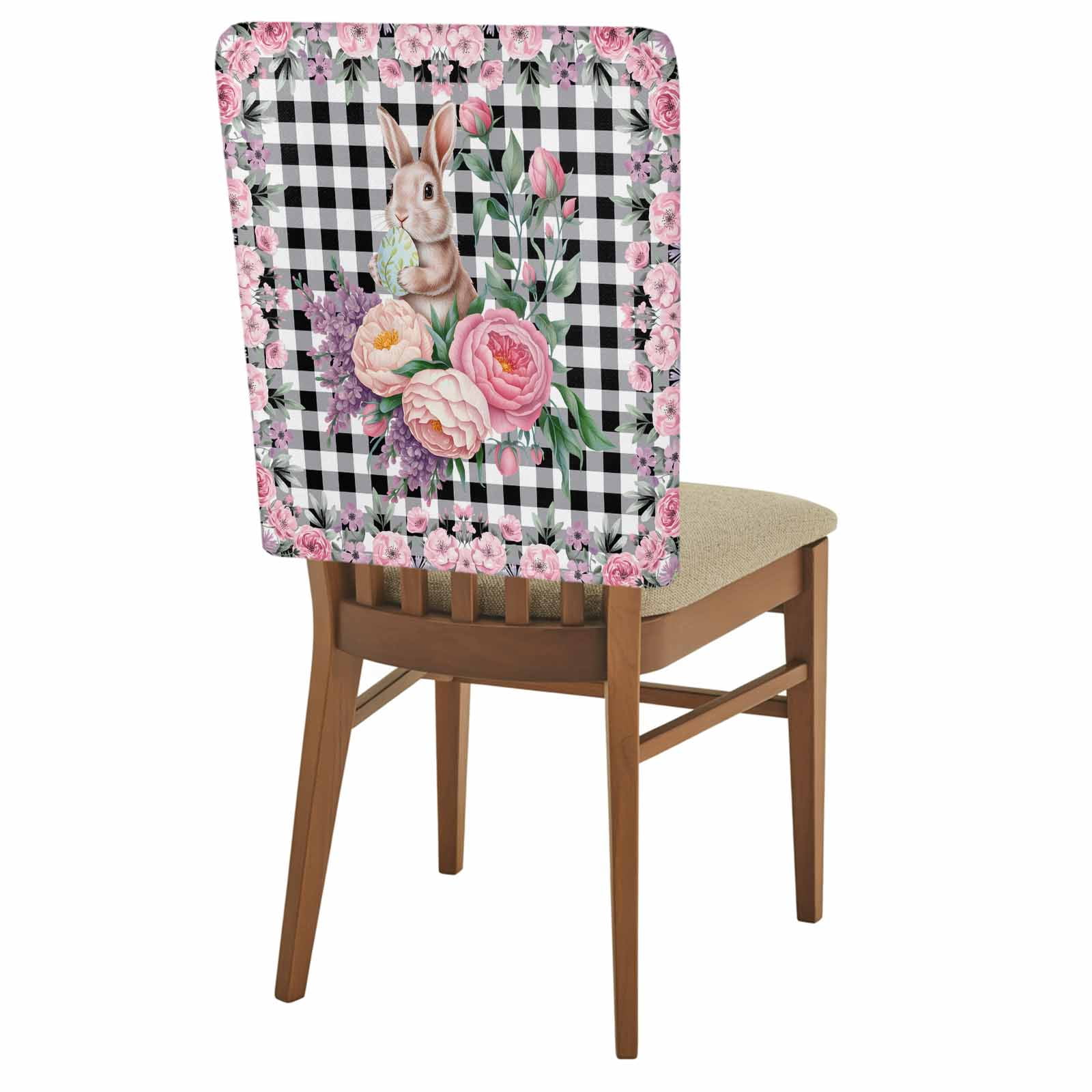 Easter Rabbit Chair Covers Set of 2 Spring Pink Purple Floral Eggs ...
