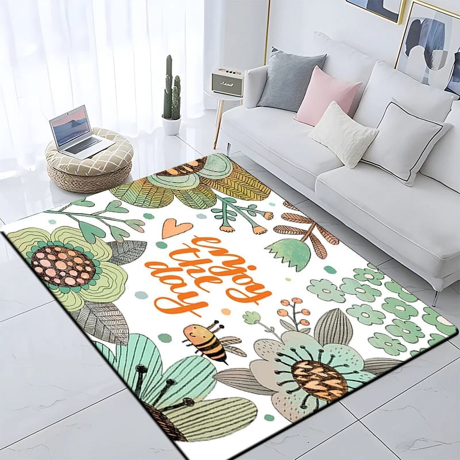 Easter Rabbit Cherry Blossom Carpet for Living Room Home r Children's ...