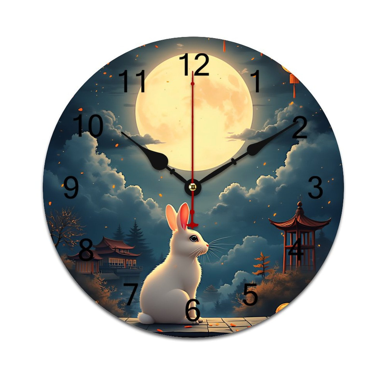 Easter Rabbit Colorful Eggs And Flowers Word Saying Big Wall Clock Home ...