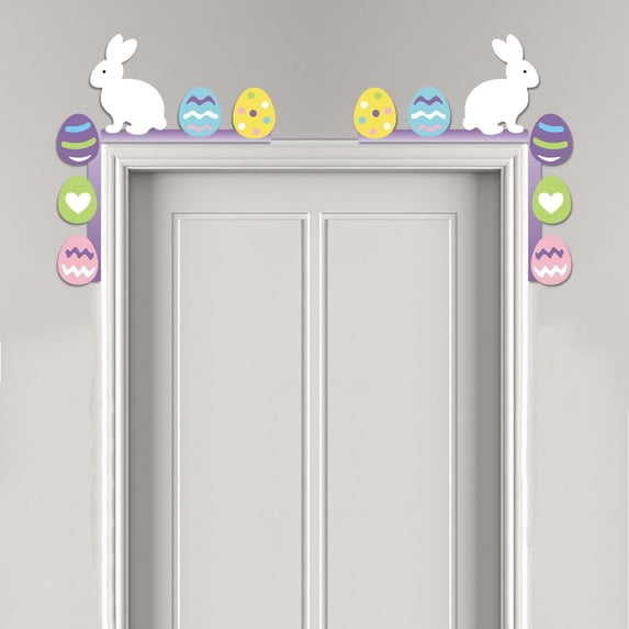 Easter Rabbit Corner Decorations - 2 Pack Wooden Door Frame Plaques ...