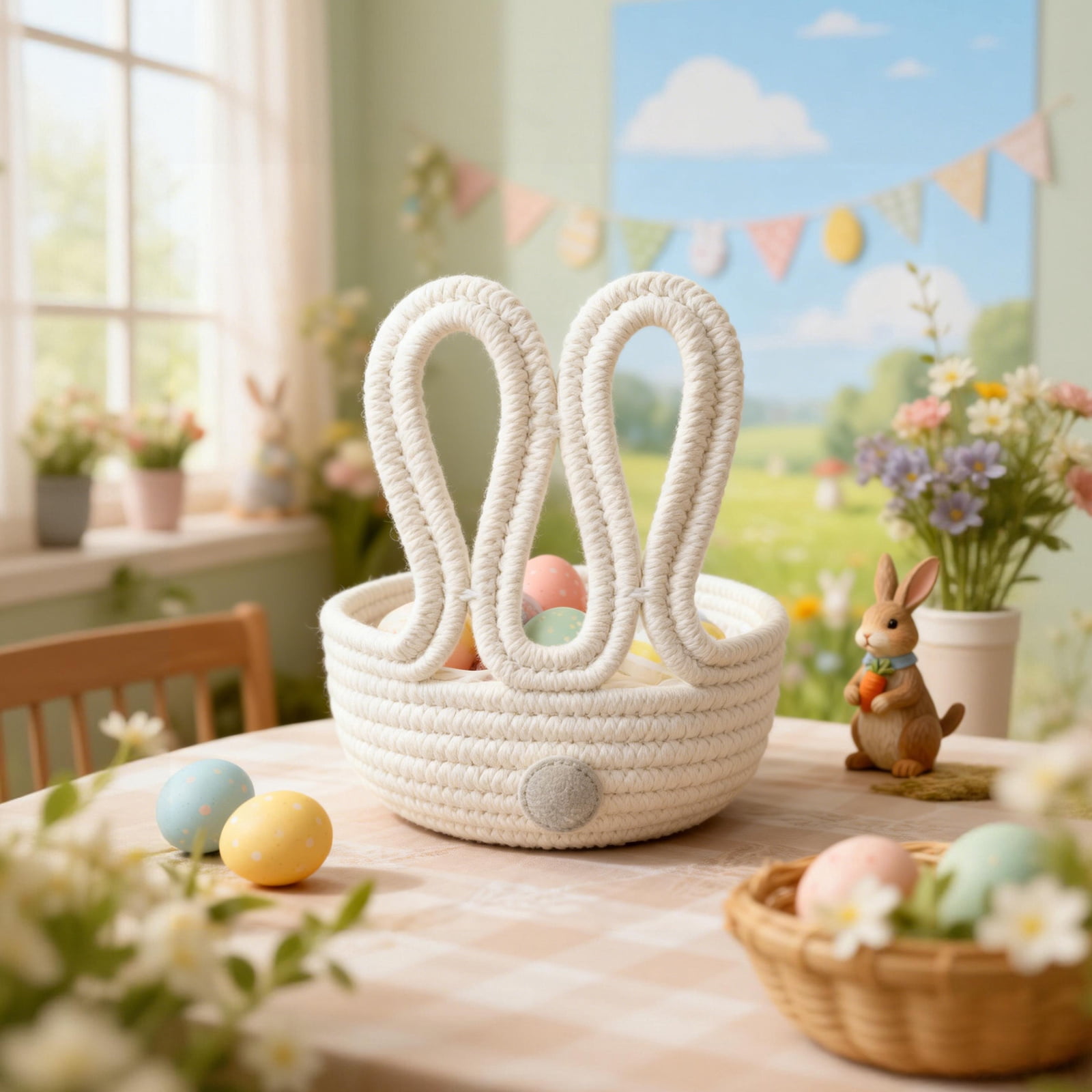 Easter Rabbit Cotton Storage Basket - Spring Decorations Easter ...