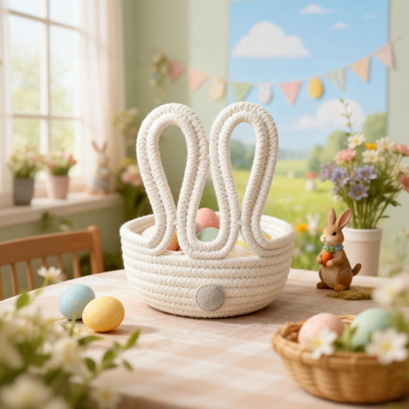 Easter Rabbit Cotton Storage Basket - Spring Decorations Easter ...