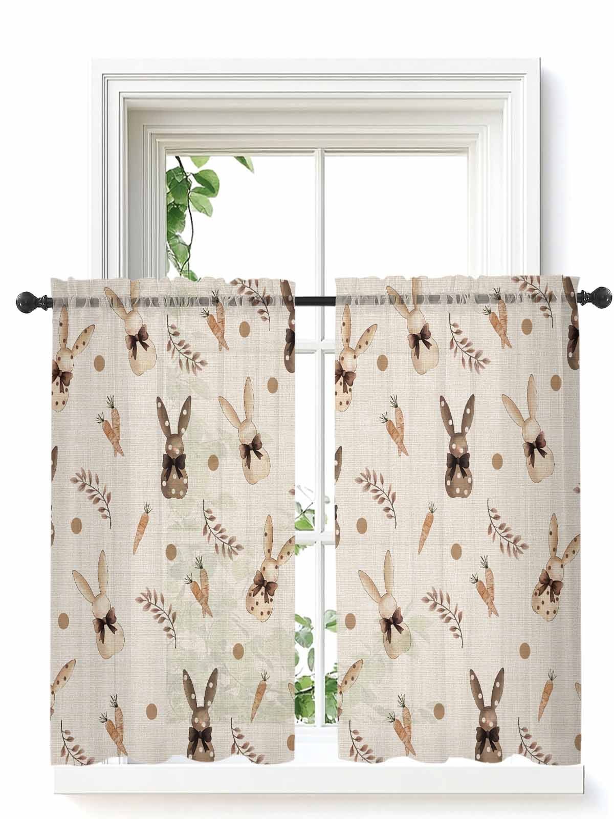 Easter Rabbit Curtains 54 Inch Length, Sheer Curtains for Bedroom ...